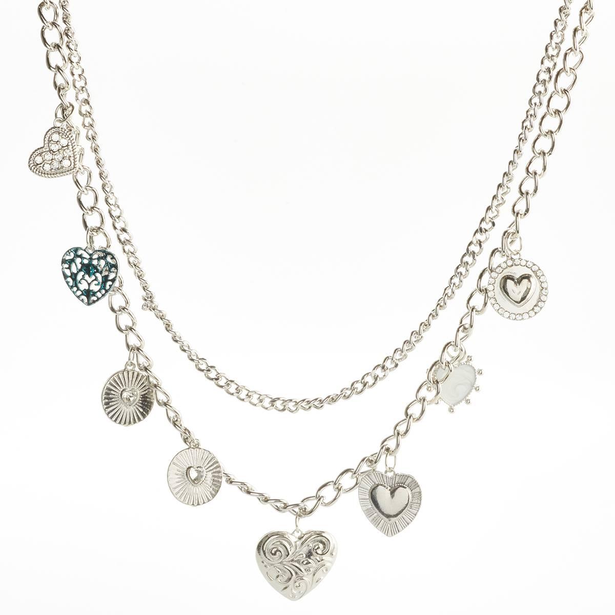 Click here for Ashley Silver Plated Mixed Chain Necklace w/ Heart... prices