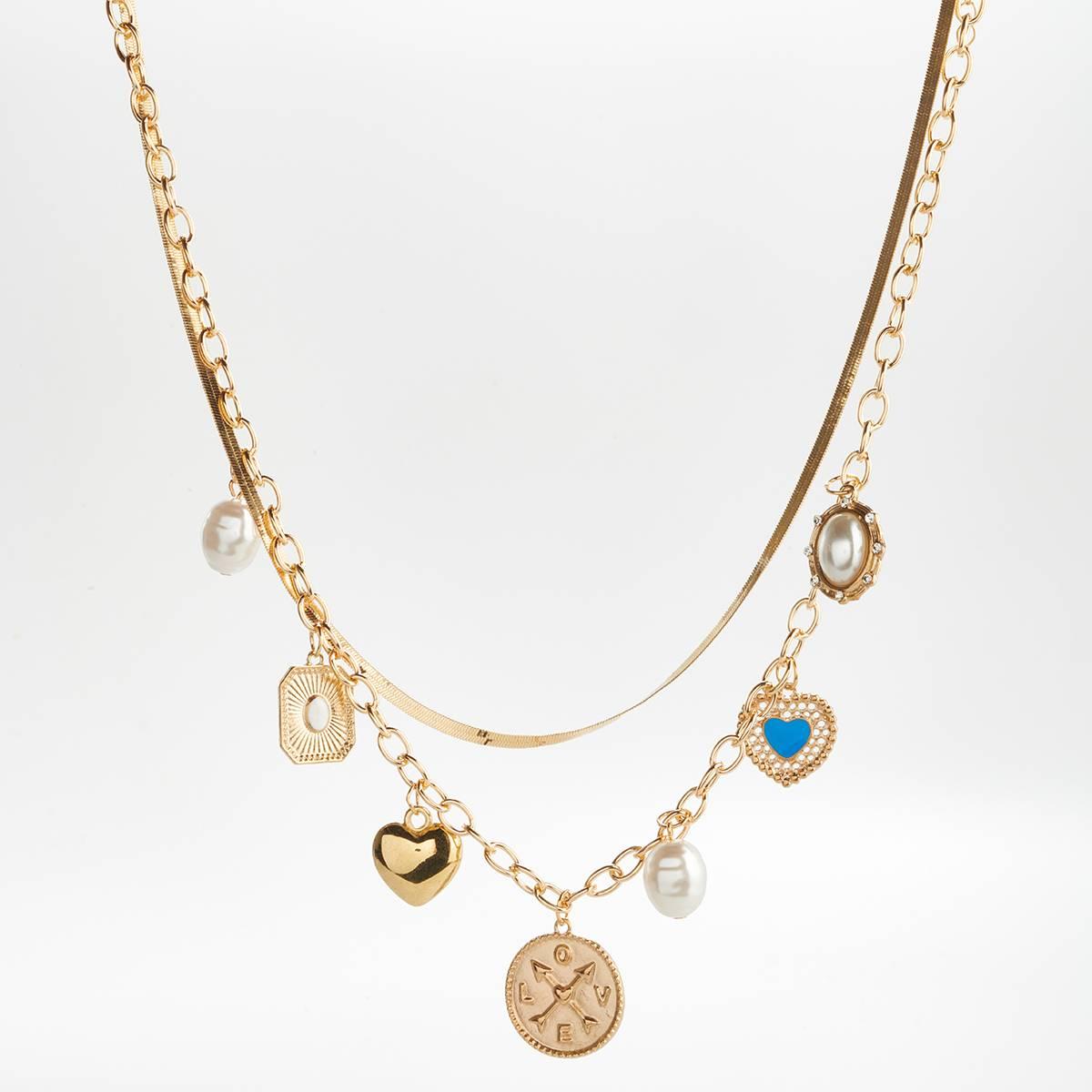 Click here for Ashley Gold-Plated Mixed Chain Necklace w/ Heart &... prices