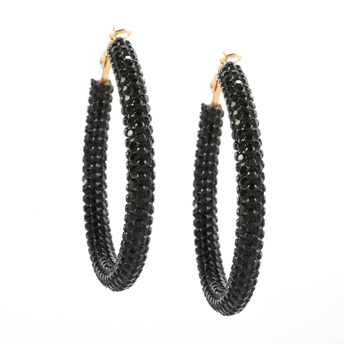 Click here for Ashley Cooper(tm) Gold Plated Jet Glass Stone Hoop... prices