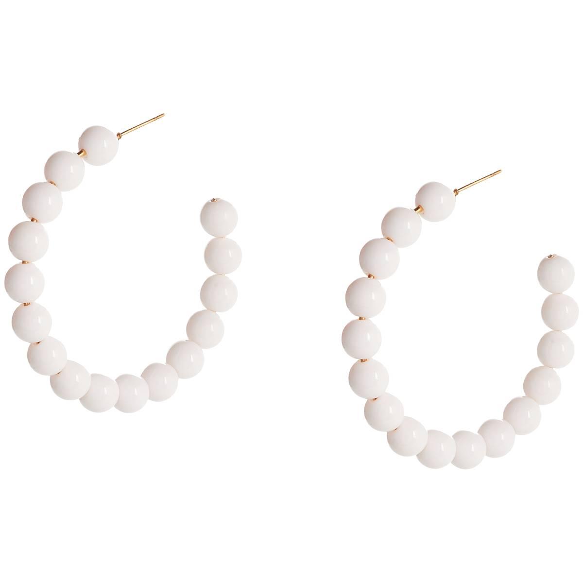 Click here for Ashley Cooper(tm) Gold Plated White Bead Hoop Earr... prices