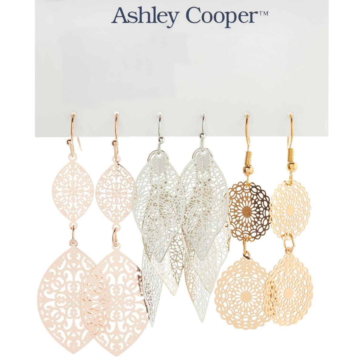 Click here for Ashley Cooper(tm) 3pr. Filigree Disk Earrings with... prices