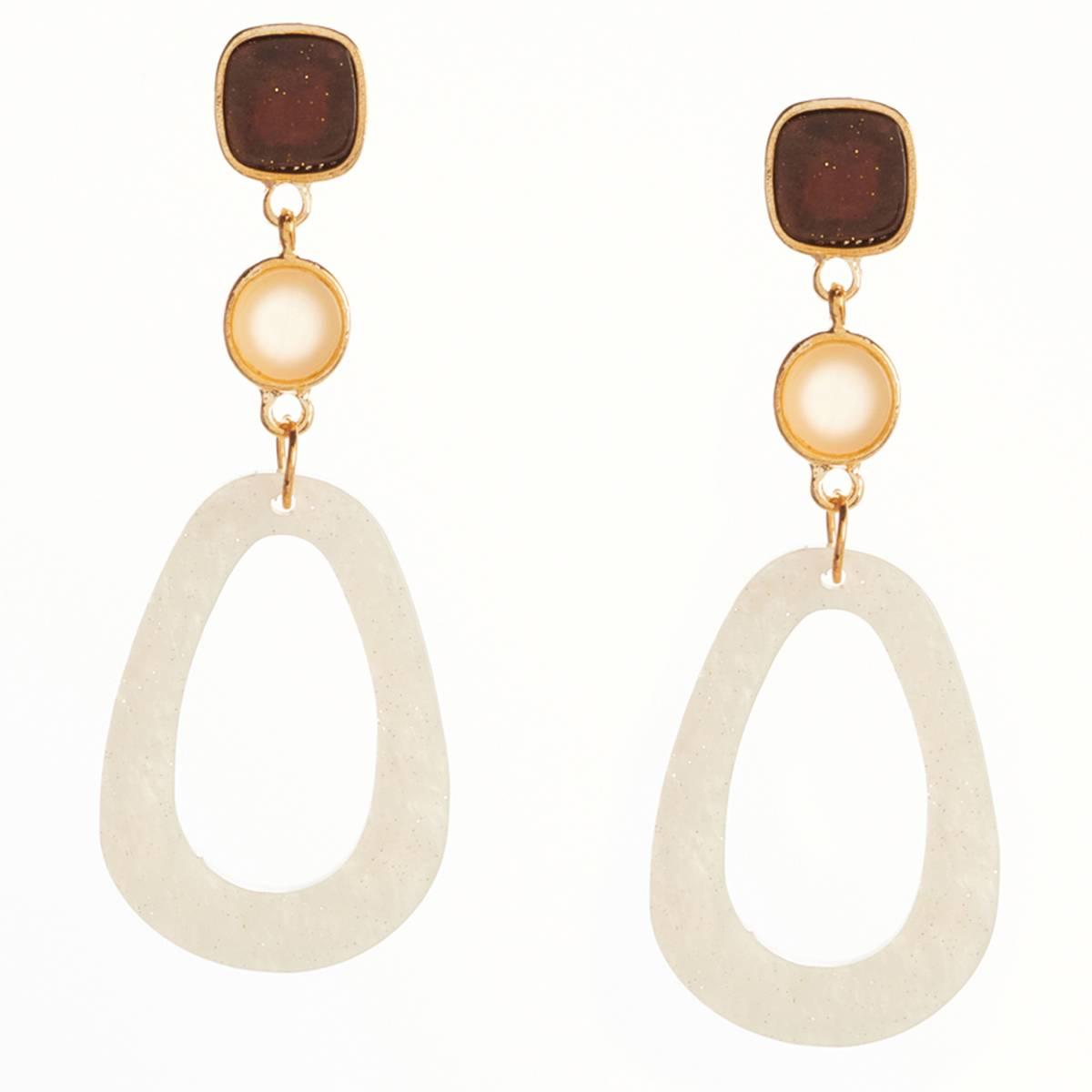 Click here for Ashley Cooper(tm)Gold Plated Marble Geo Cabs Hoop... prices