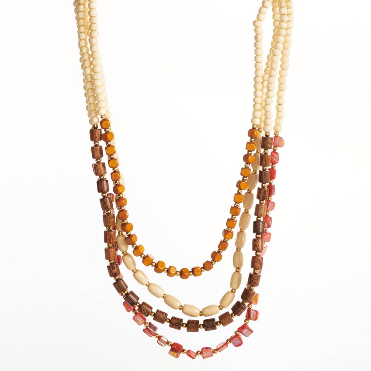 Click here for Ashley Cooper(tm) CCB & Wood Beads 4 Row Layered N... prices