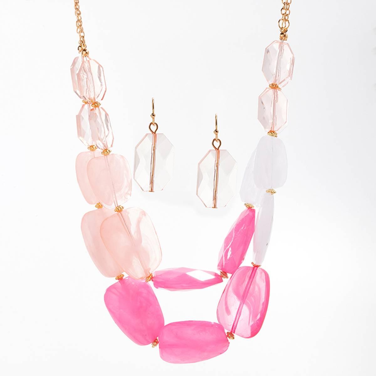 Click here for Ashley Cooper(tm) Two-Row Tonal Pink Necklace & Ea... prices