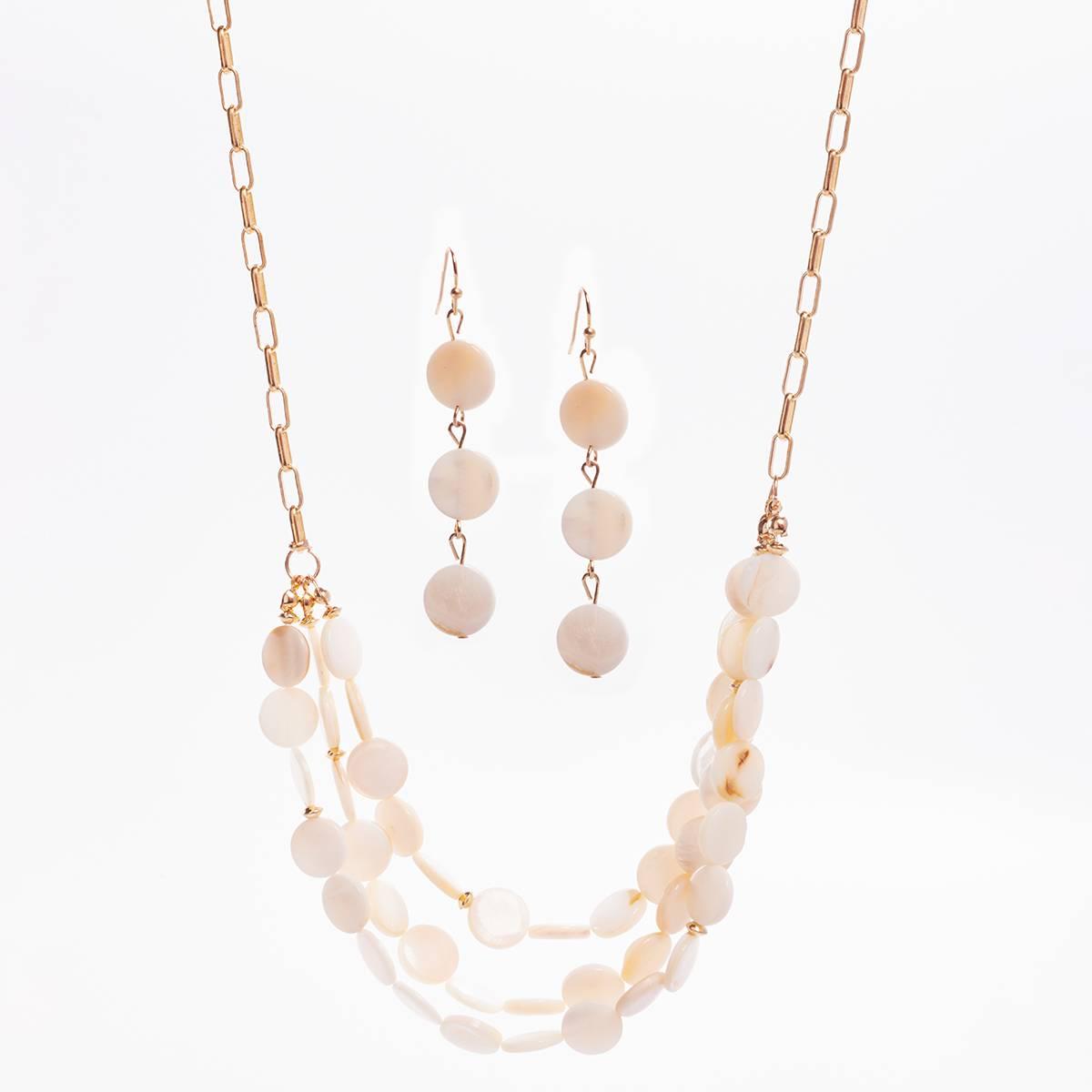 Click here for Ashley Cooper(tm) 3-Row Shell Beaded Necklace & Ea... prices