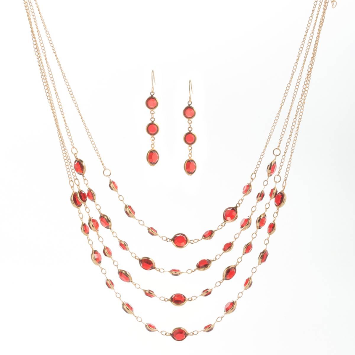 Click here for Ashley Cooper(tm) 4-Row Ruby Faceted Layered Neckl... prices