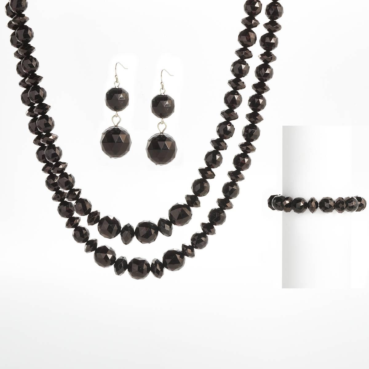 Click here for Ashley Cooper(tm) Jet Faceted Necklace/Bracelet/Ea... prices