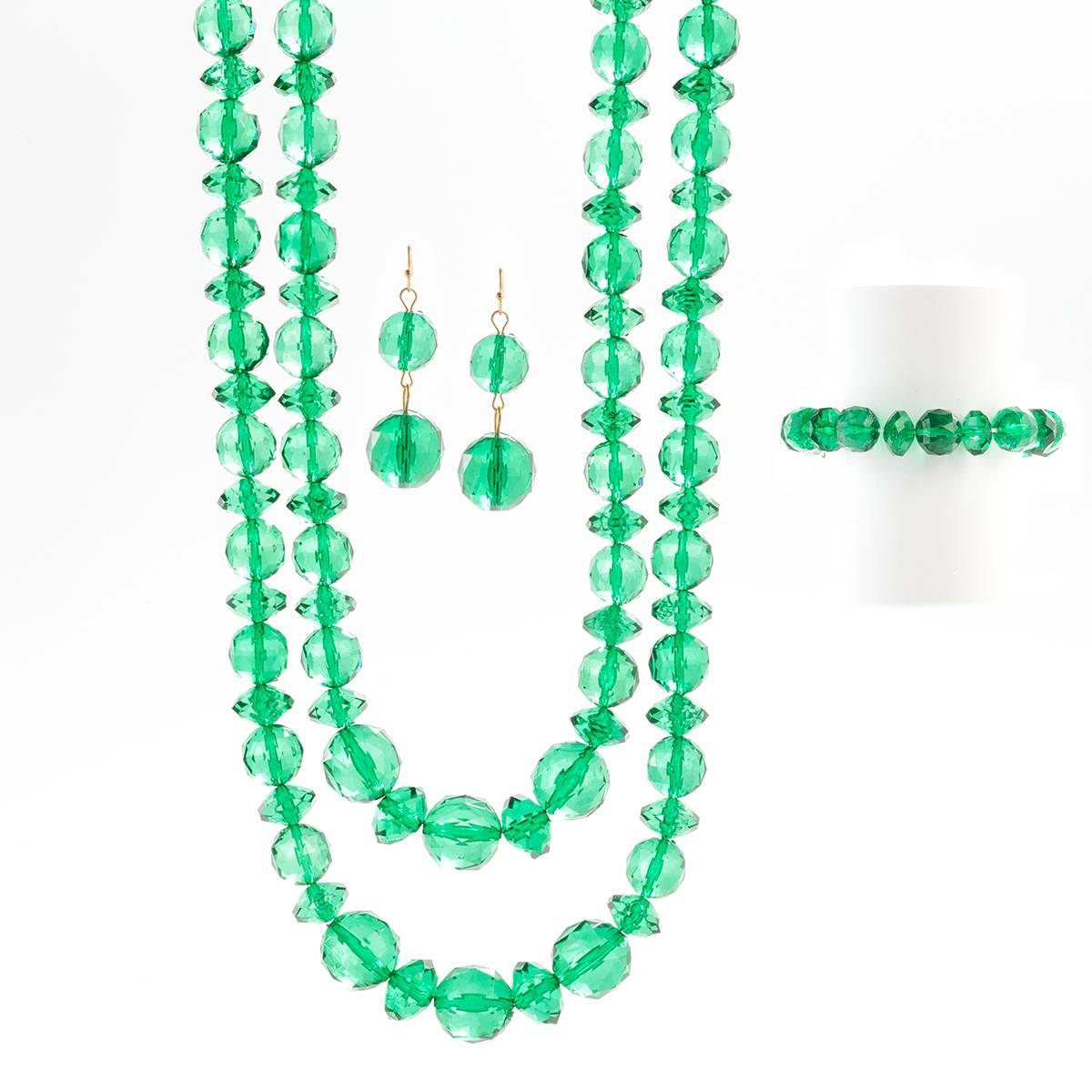 Click here for Ashley Cooper(tm) 2-Row Emerald Necklace/Bracelet/... prices