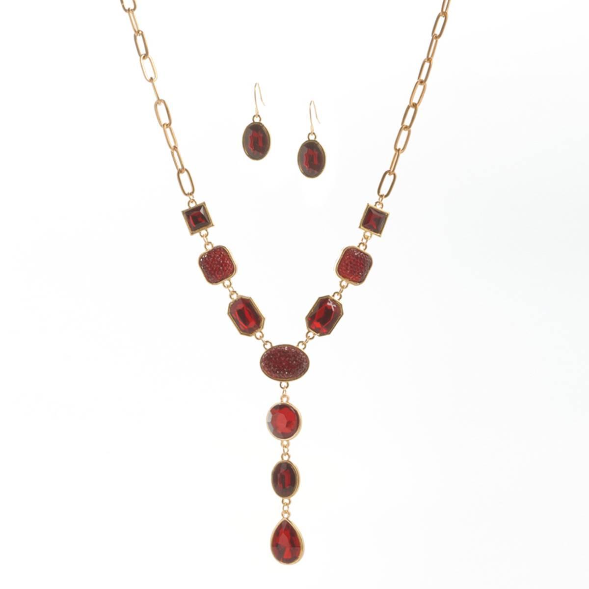 Click here for Ashley Cooper(tm) Mixed Geo Ruby Y-Necklace & Earr... prices