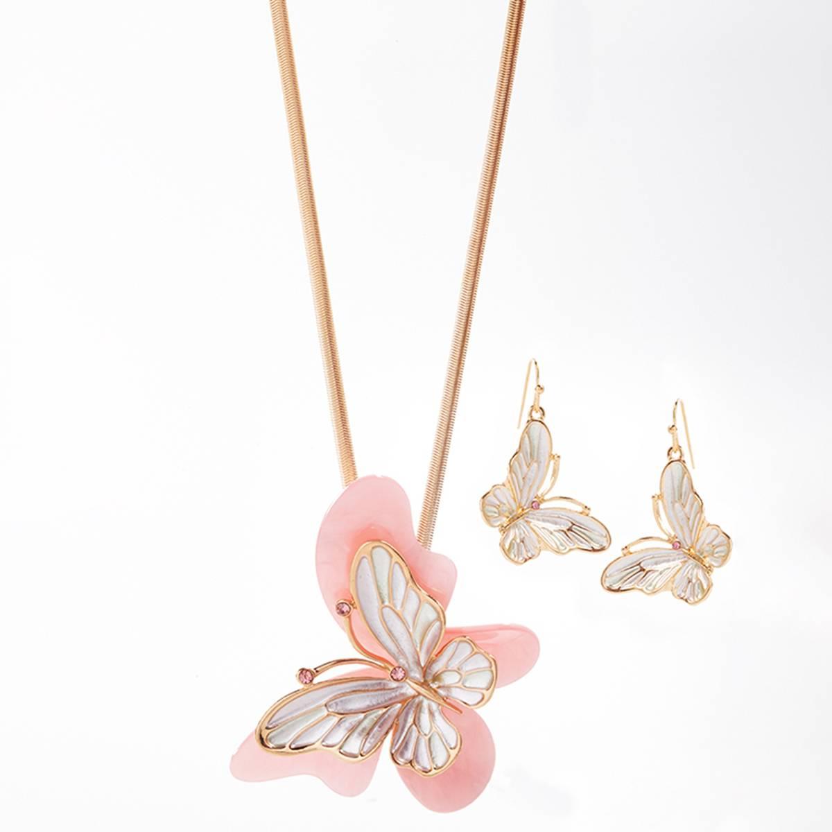 Click here for Ashley Cooper(tm) Pink Acrylic Butterfly Pendant &... prices