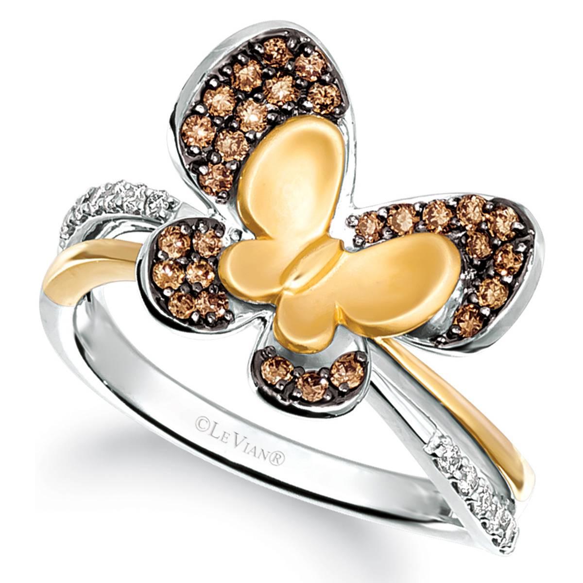 Click here for Le Vian(R) Two-Tone Diamond Butterfly Statement Ri... prices