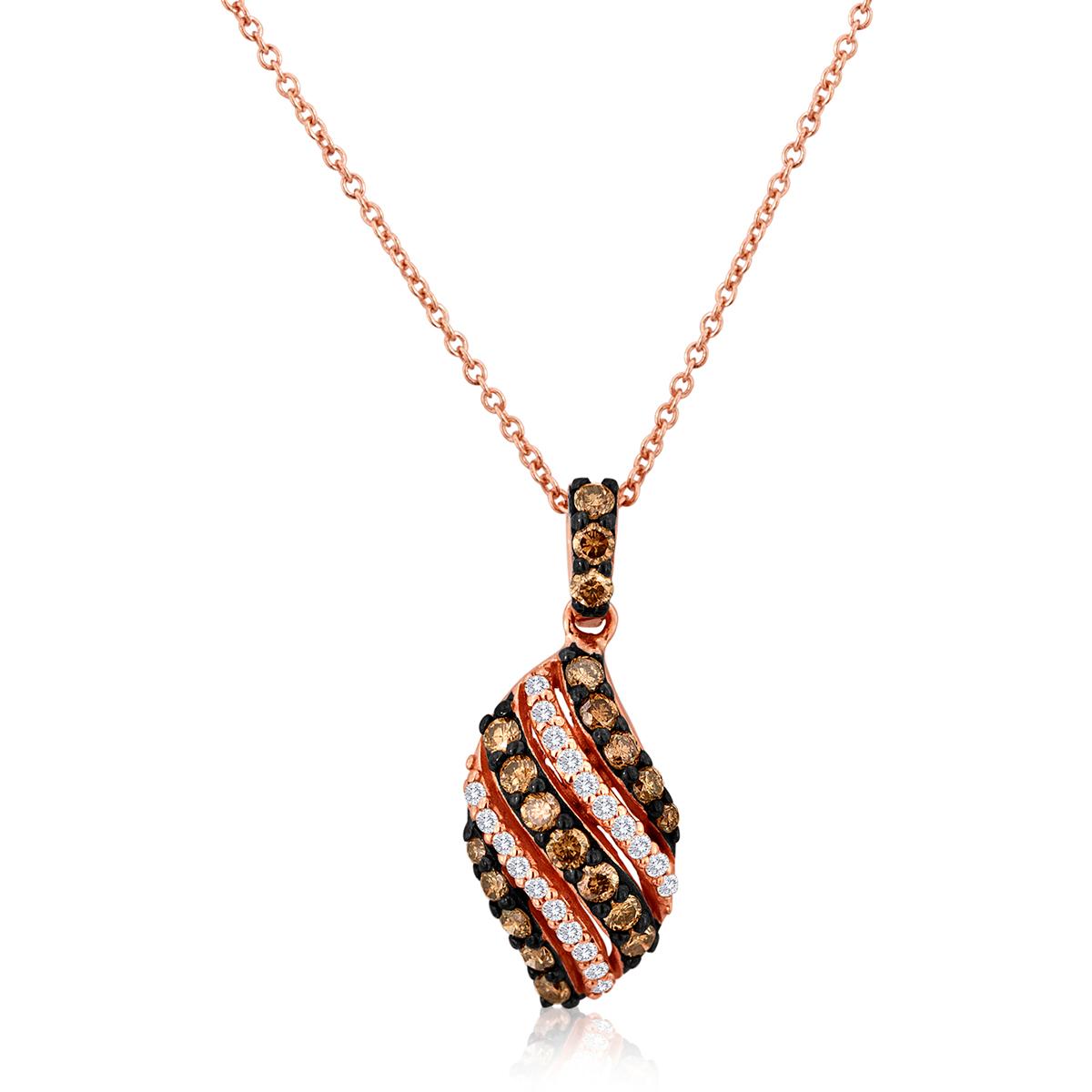 Le Vian Chocolate Diamond (3/8 ct. t.w.) & Vanilla Diamond (1/10 ct. t.w.) Swirl 18 Pendant Necklace in 14k Rose Gold - 14K Strawberry Gold Pendant