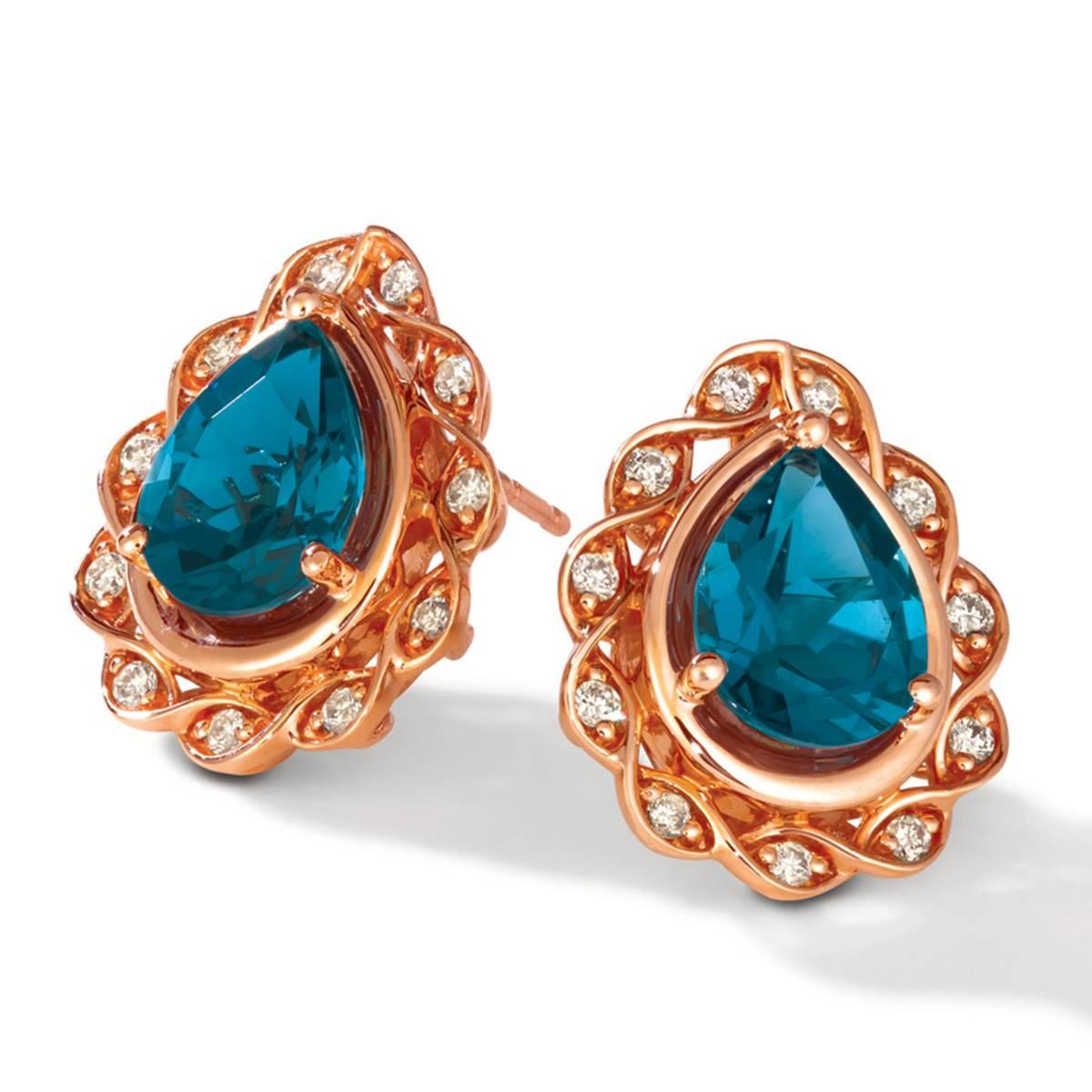 Click here for Le Vian(R) Deep Sea Blue Topaz(tm) Diamond Stud Ea... prices