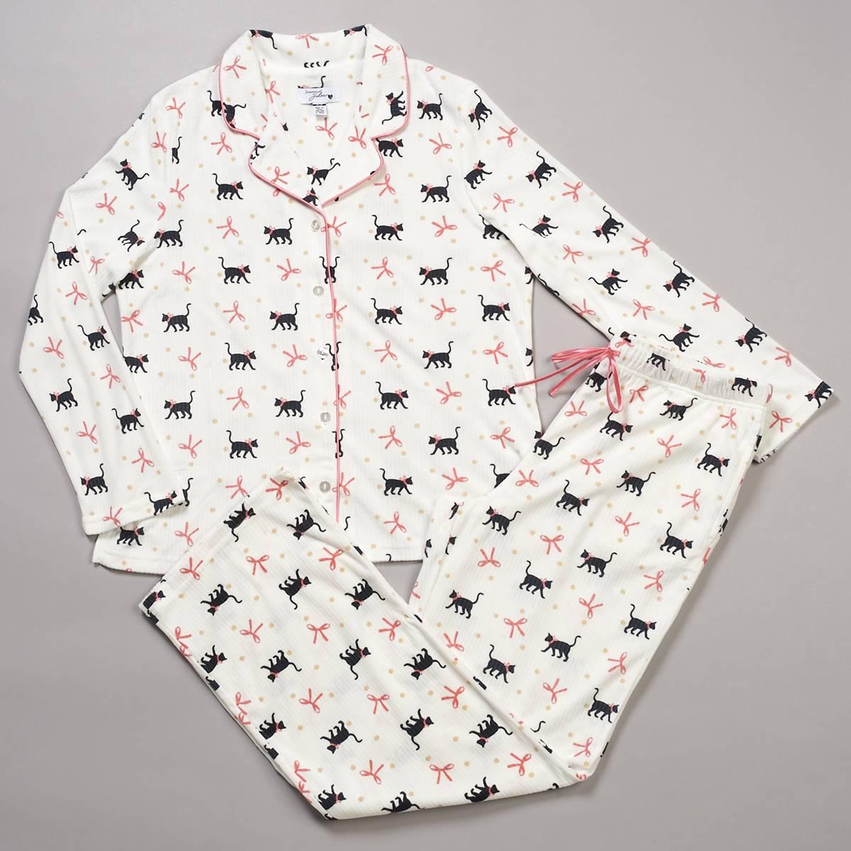 Click here for Womens Dreaming of Jules Black Cat & Bow Pajama Gi... prices