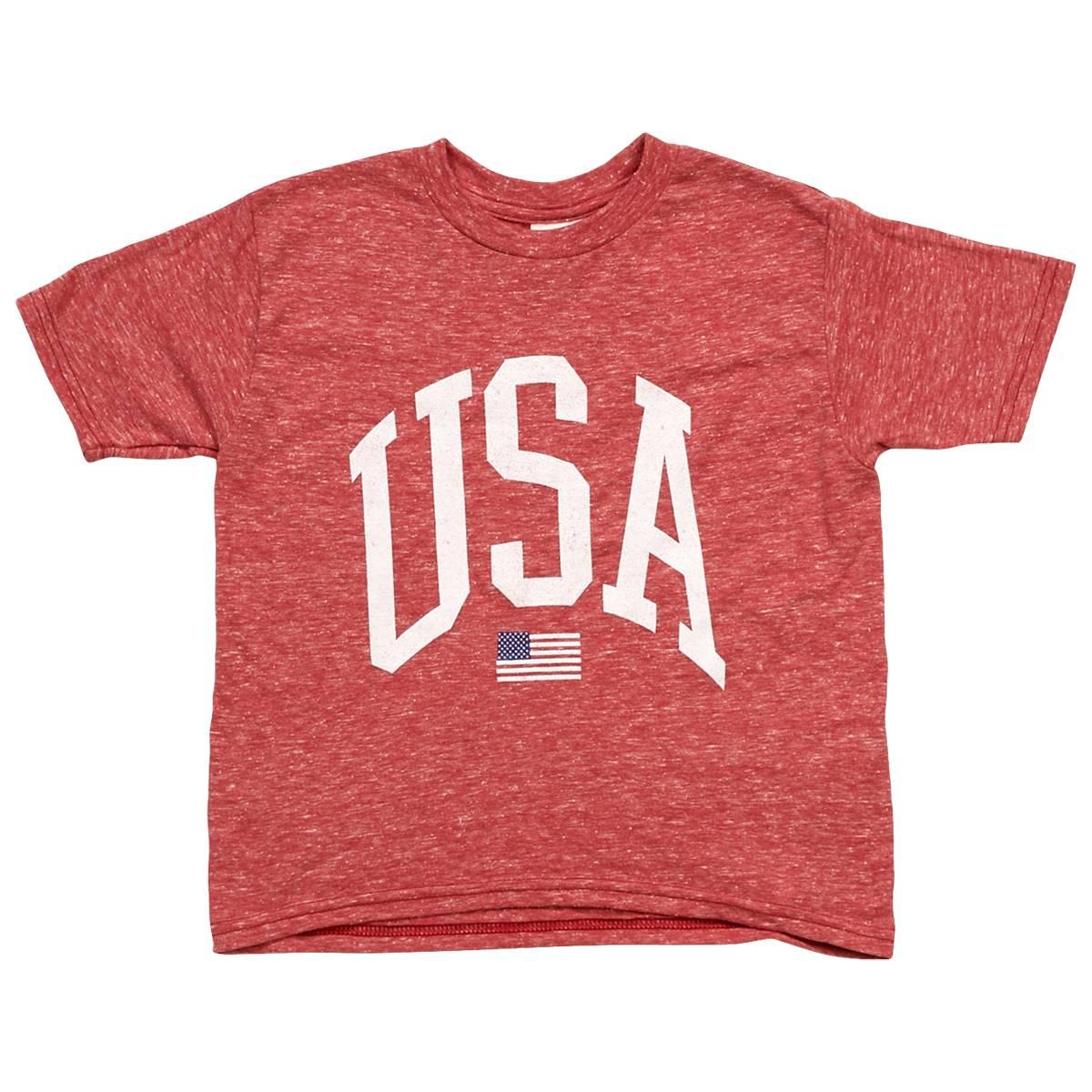 Click here for Boys (4-7) USA Flag Short Sleeve Tee  Red prices