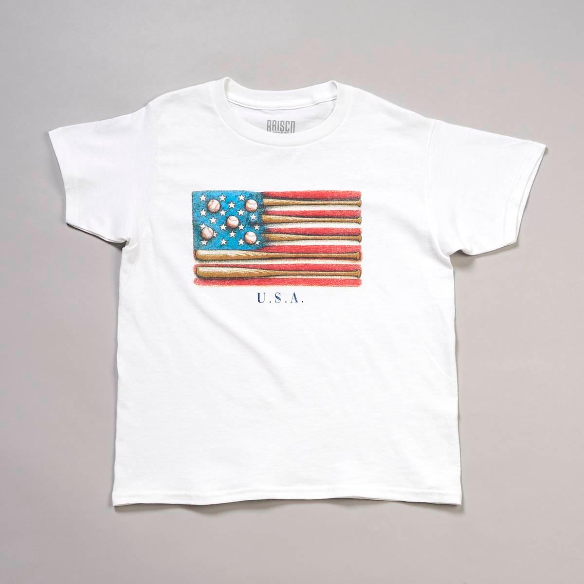 Click here for Boys (8-20) Baseball Flag Short Sleeve Tee - White prices