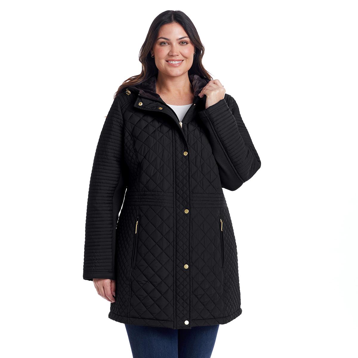 Click here for Plus Size Weatherproof Quilted Coat with Velboa Li... prices