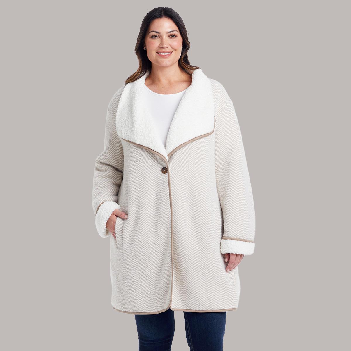 Click here for Plus Size Weatherproof Herringbone Sherpa Lined Co... prices