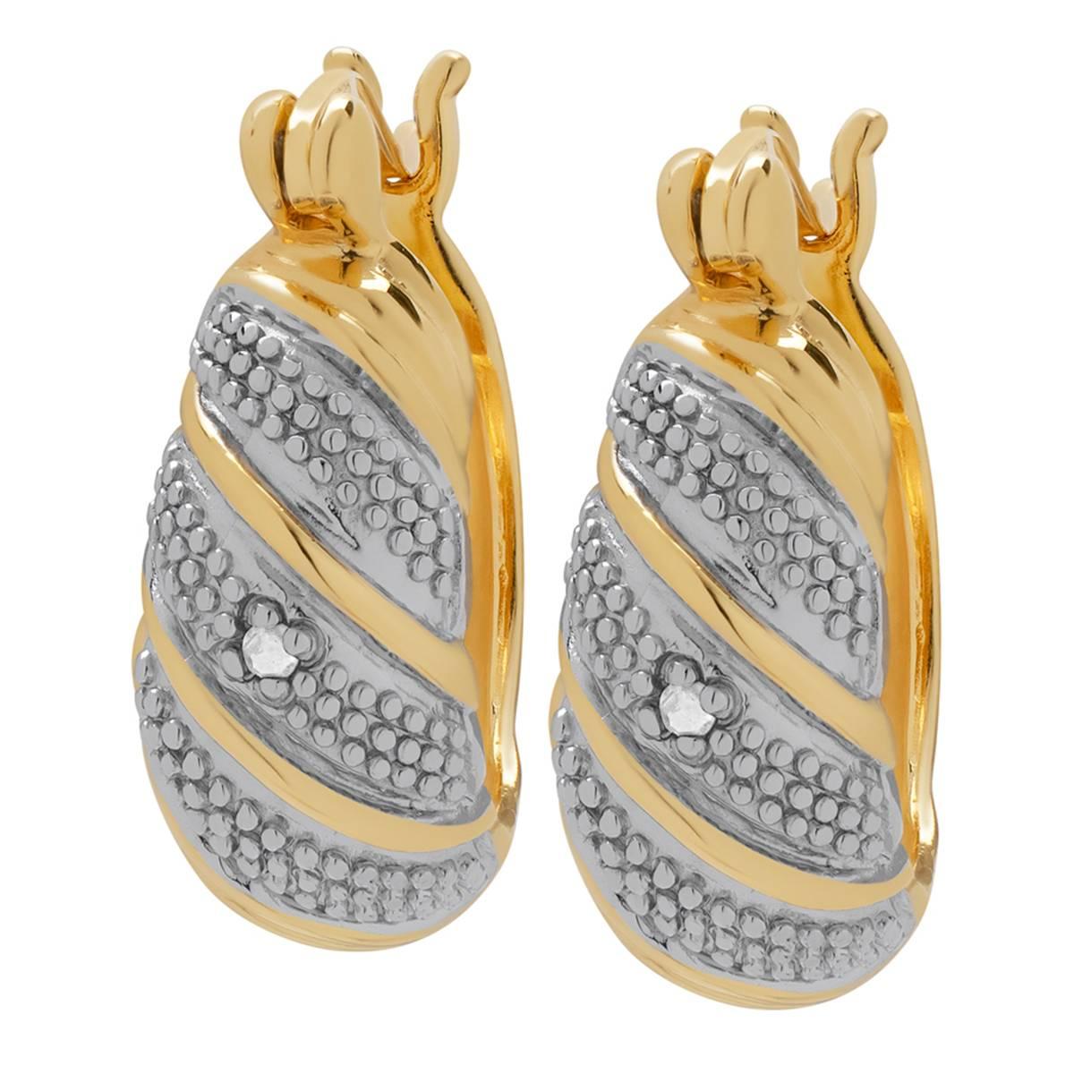 Click here for Gianni Argento Diamond Accent Stripe Hoop Earrings prices
