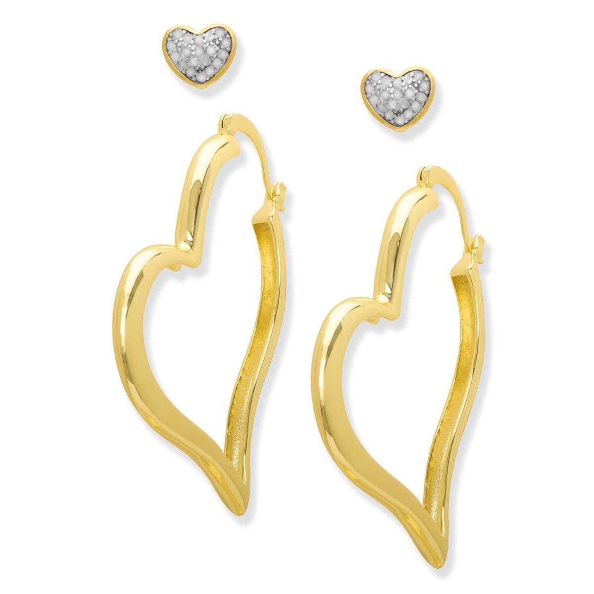 Click here for Gianni Argento 2pr. Gold Plated Diamond Heart & Ho... prices