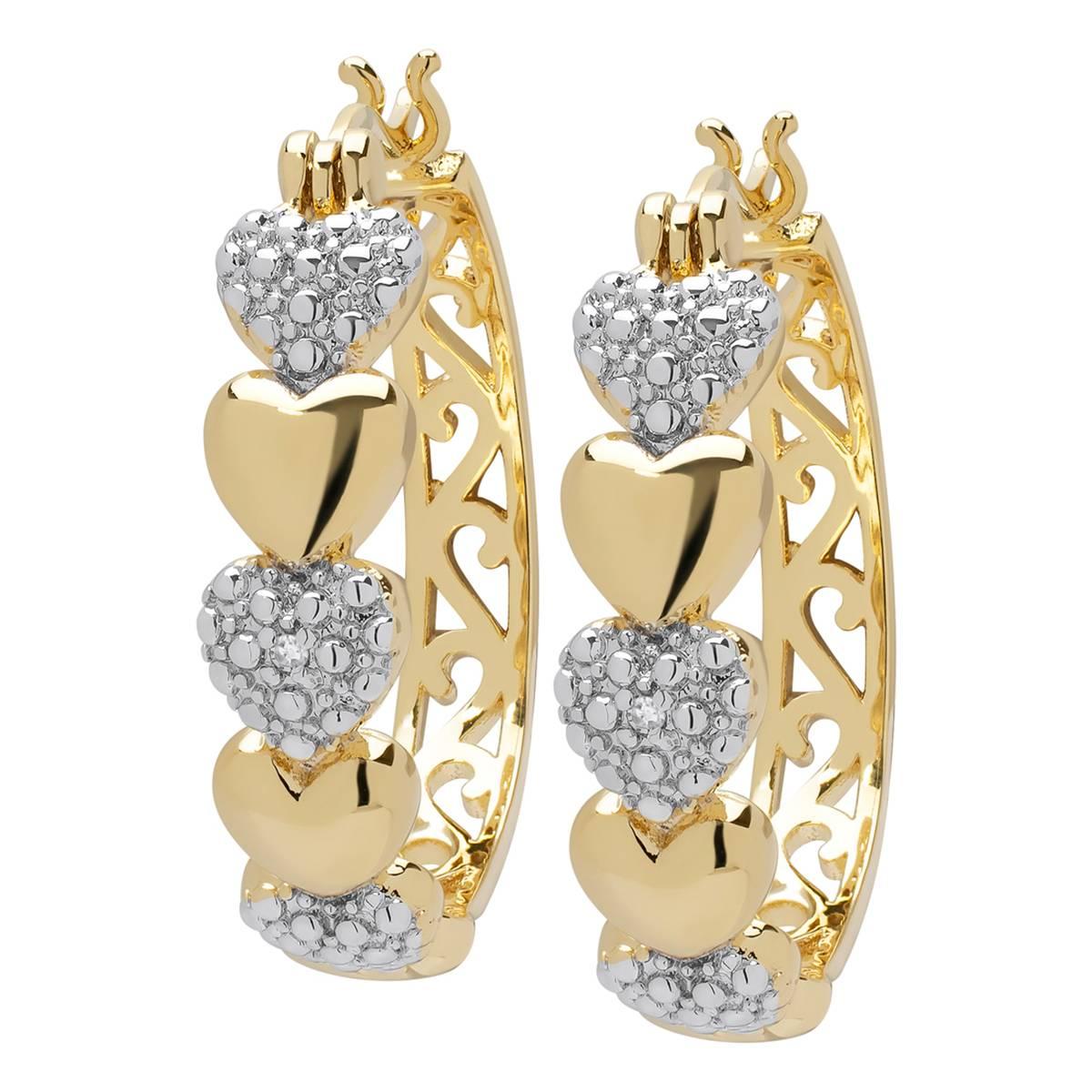 Click here for Gianni Argento Diamond Accent Heart Link Hoop Earr... prices