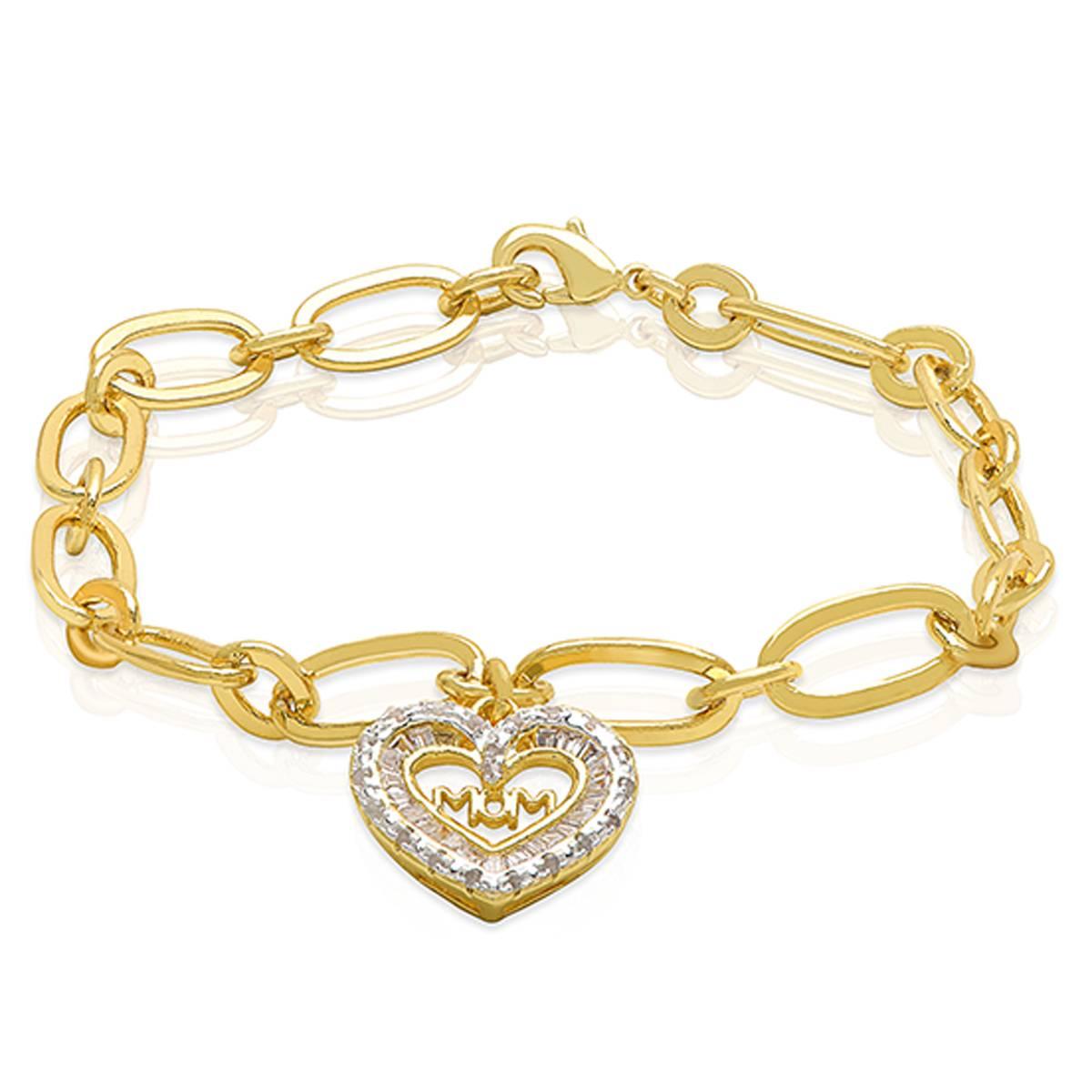 Click here for Gianni Argento Diamond Baguette MOM Heart Charm Ch... prices