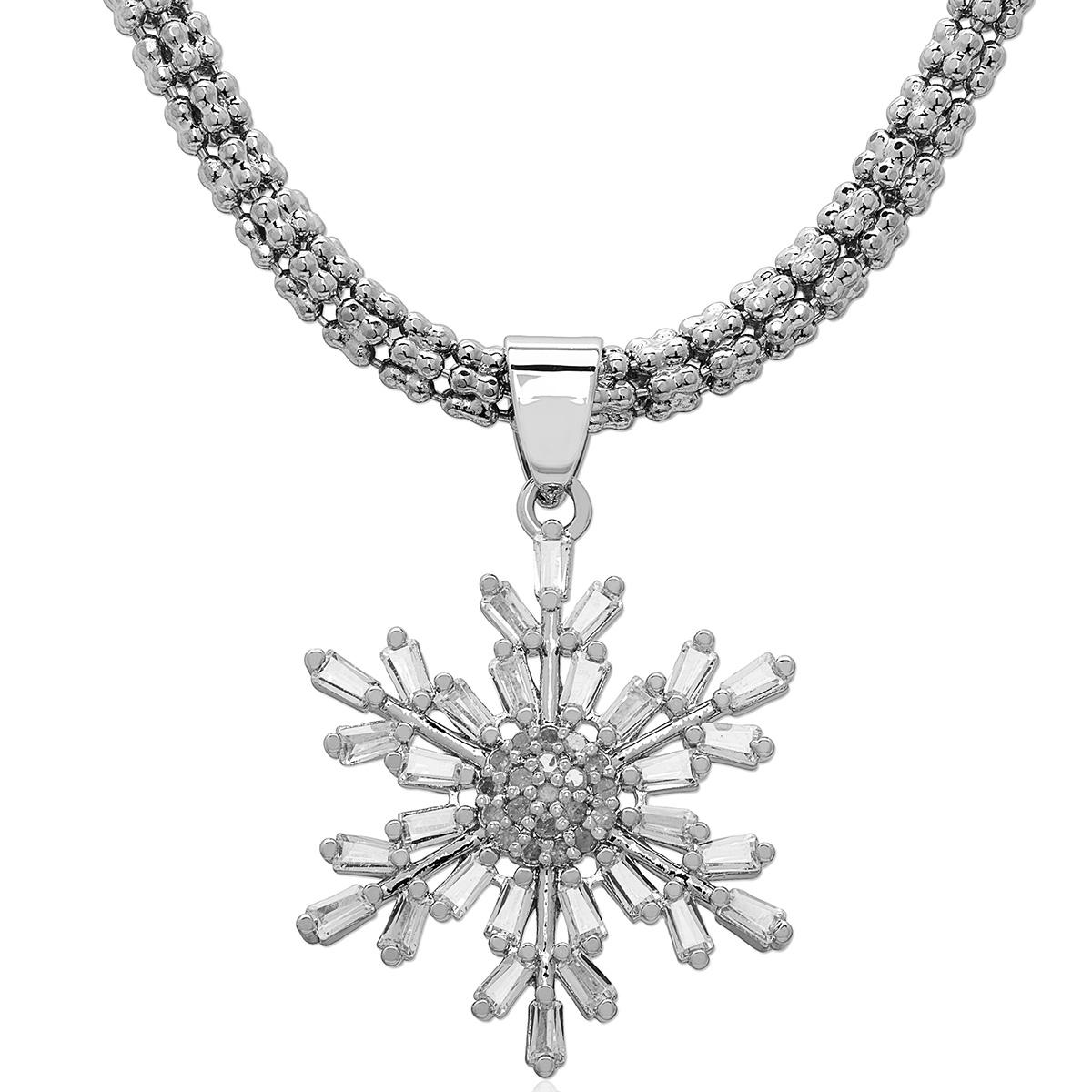 Click here for Gianni Argento Silver Plated 1/10ctw. Snowflake Ne... prices