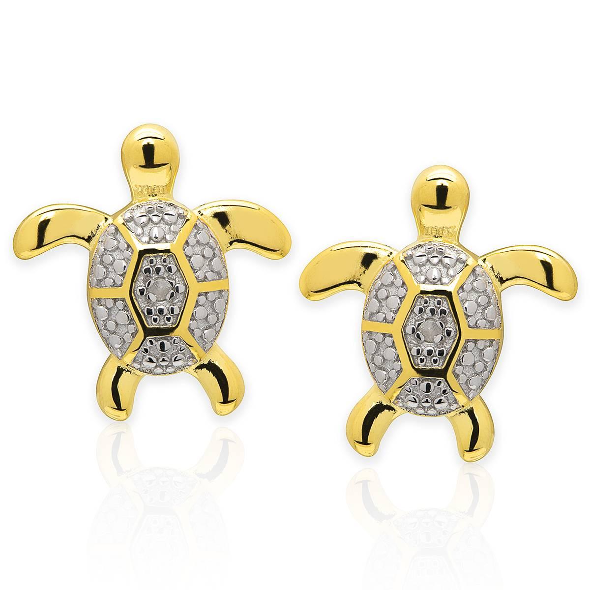 Click here for Gianni Argento Gold & Diamond Accent Turtle Stud E... prices