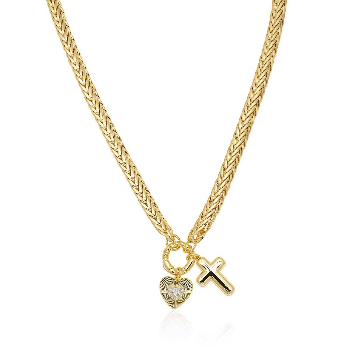 Click here for Gianni Argento Gold-Plated Diamond Puff Cross & He... prices