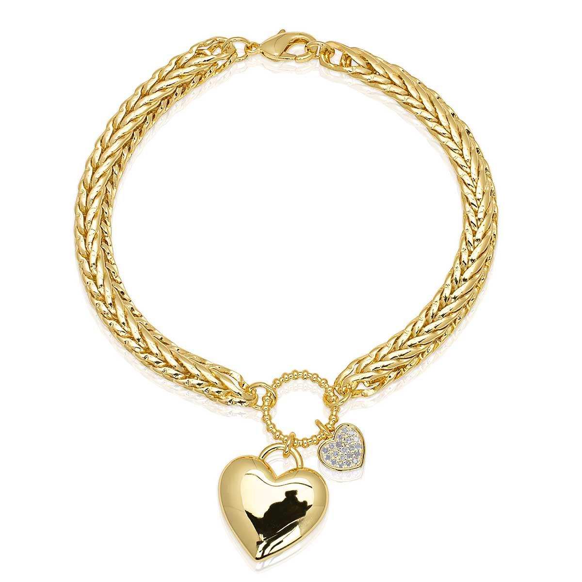 Click here for Gianni Argento Gold-Plated Diamond Puff Heart Brac... prices