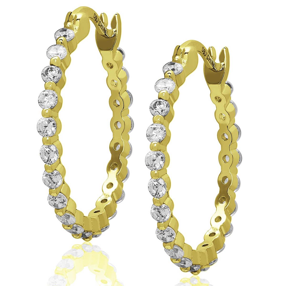 Click here for Gianni Argento Gold Lab-Grown White Sapphire Hoop... prices