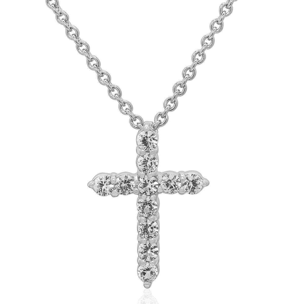 Click here for Gianni Argento Lab-Grown White Sapphire Cross Pend... prices