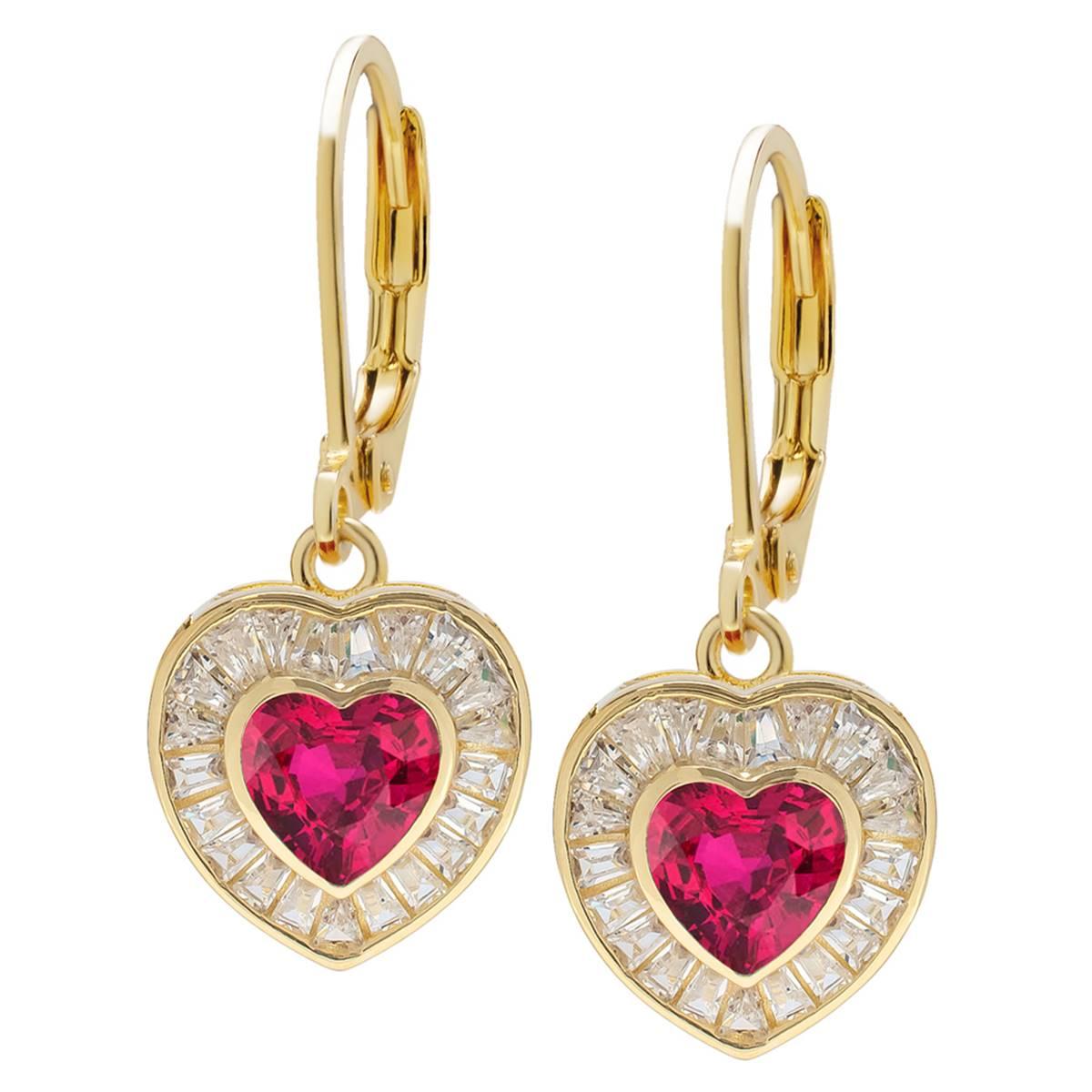 Click here for Gianni Argento Lab Grown Ruby Baguette Heart Lever... prices