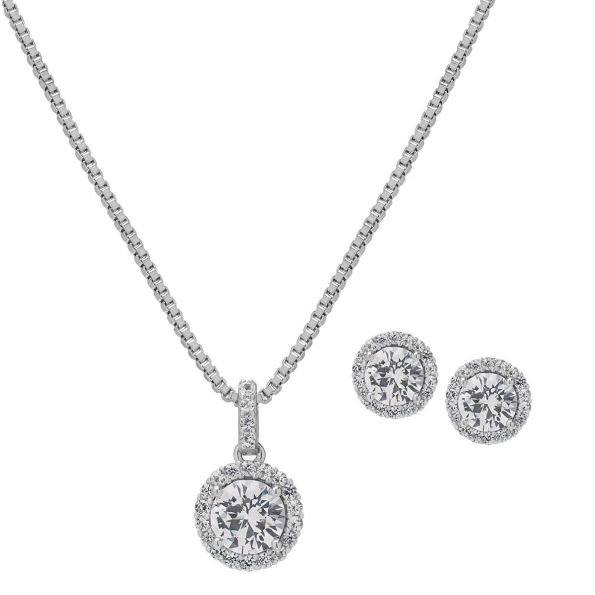 Click here for Gianni Argento Lab White Sapphire Halo Pendant & E... prices