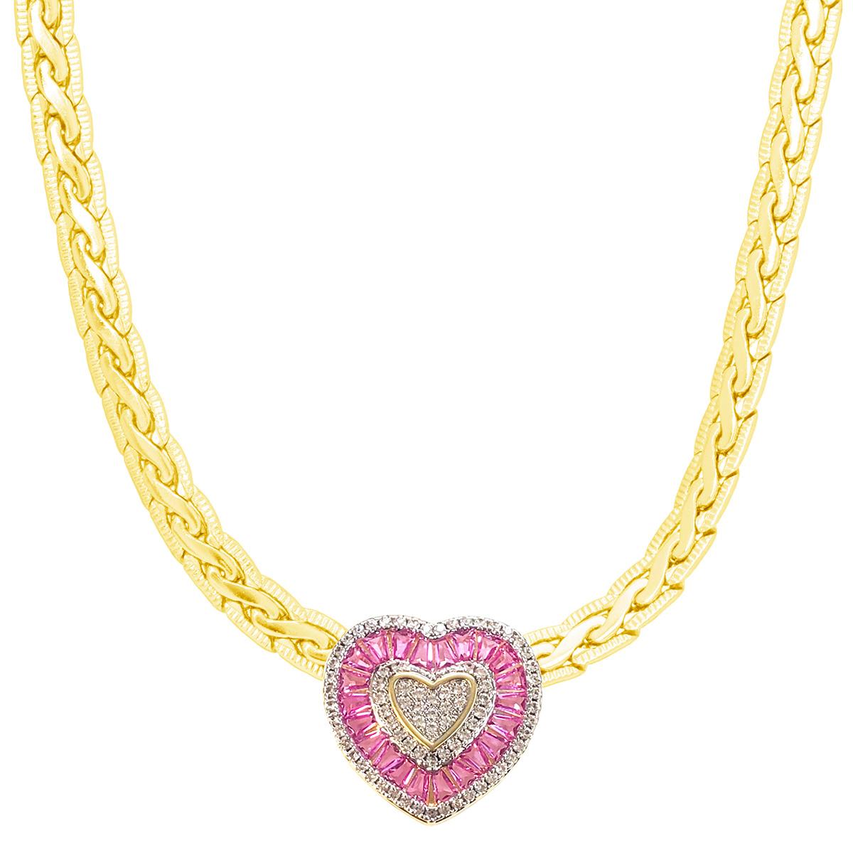 Click here for Gianni Argento Lab Pink Sapphire Baguette Heart Ne... prices