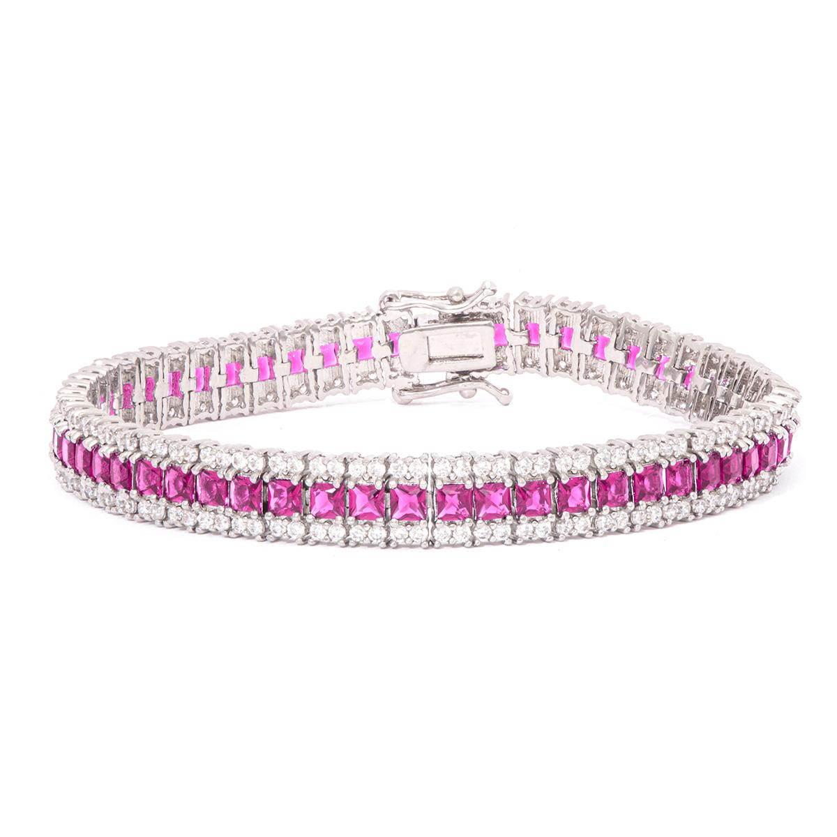Click here for Gianni Argento Lab Pink Sapphire Line Tennis Brace... prices