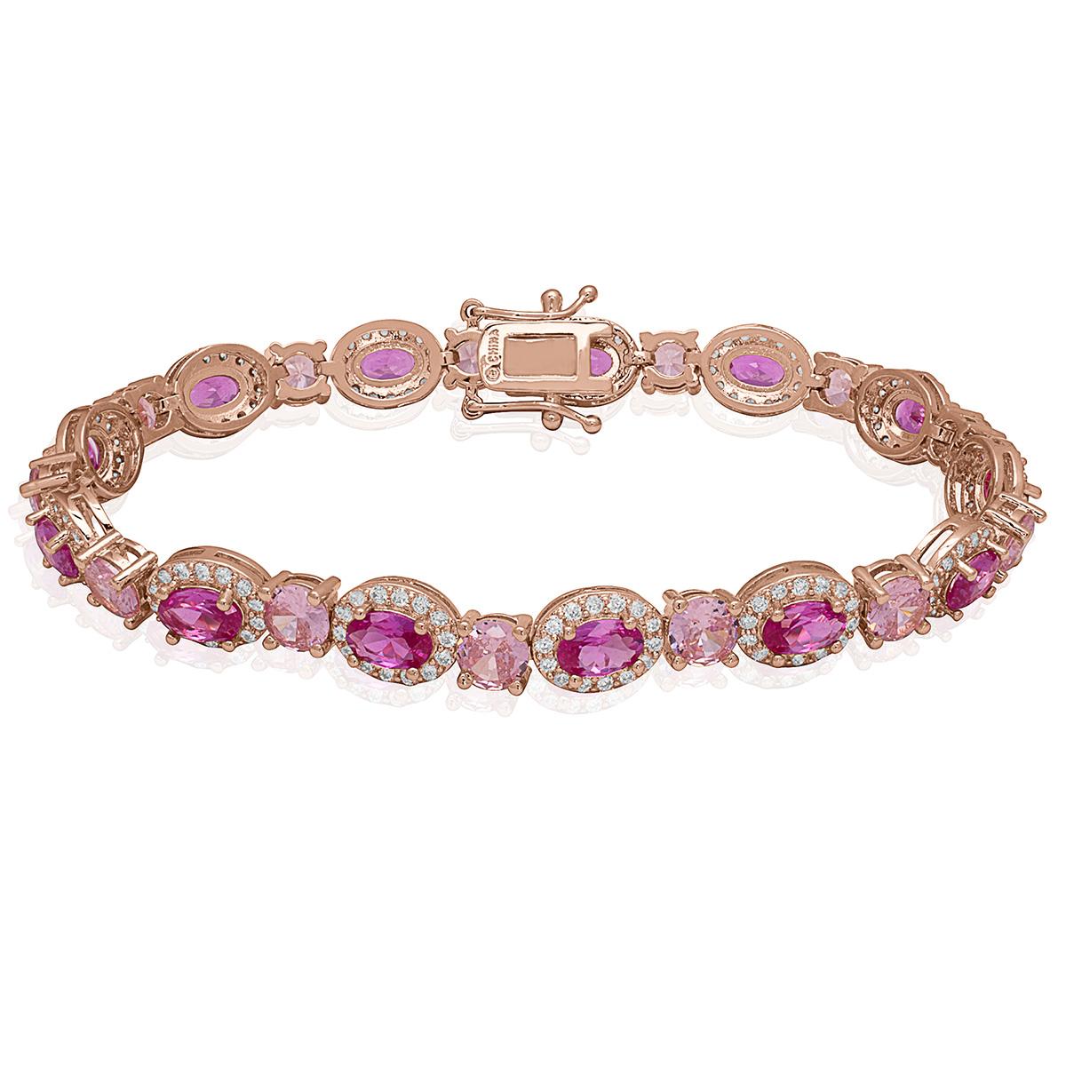 Click here for Gianni Argento Halo Lab-Grown Pink Sapphire Bracel... prices