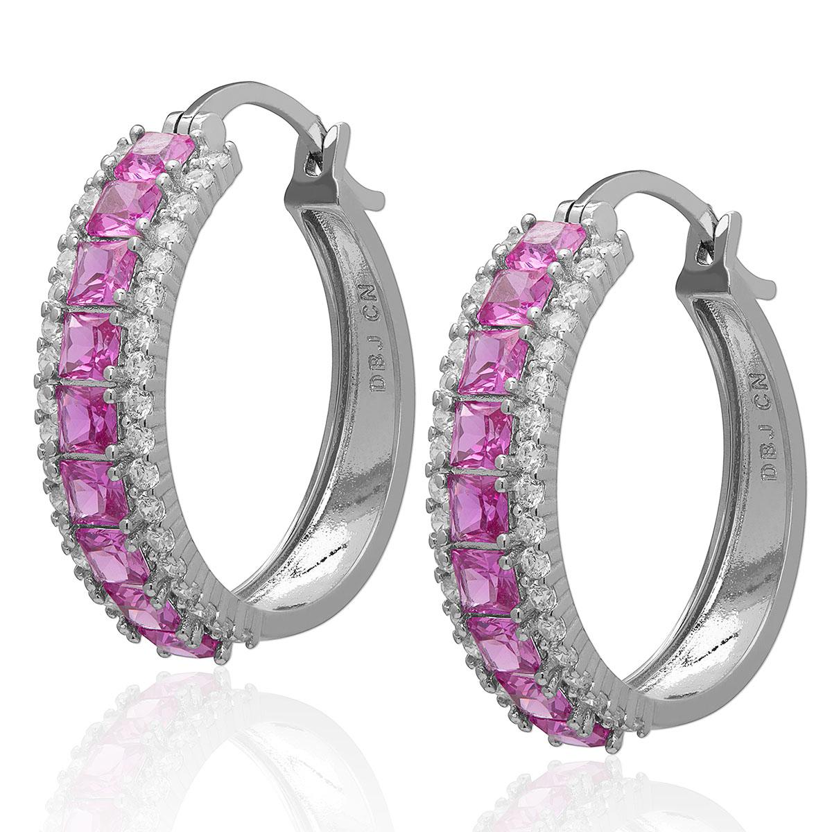 Click here for Gianni Argento Plate Lab-Grown Pink Sapphire Hoop... prices