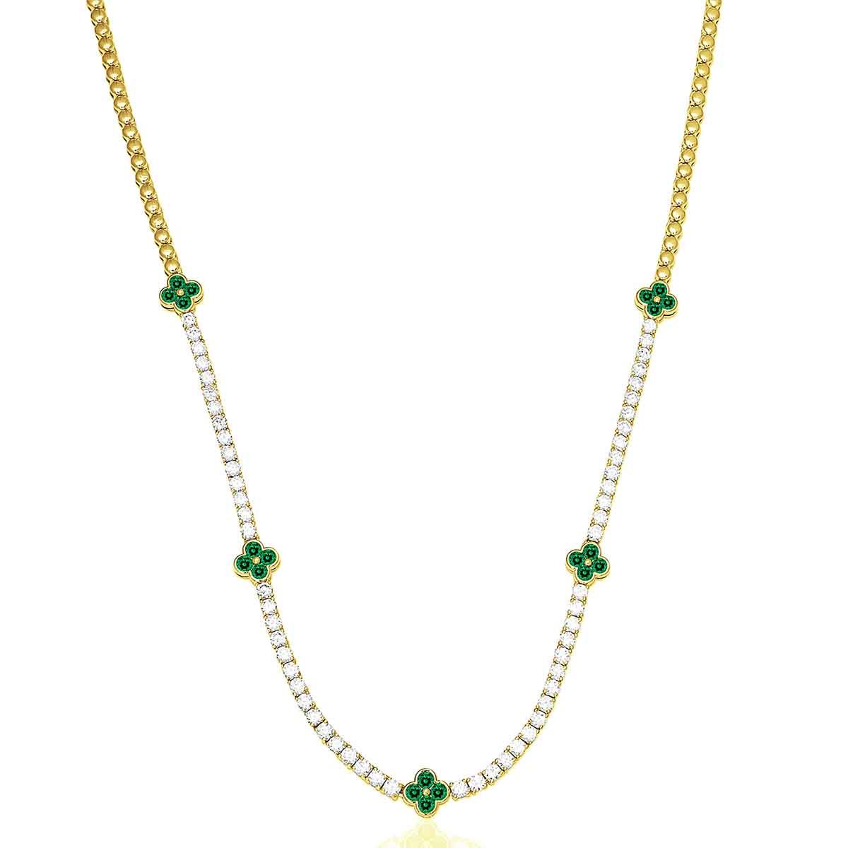 Click here for Gianni Argento Lab Grown Emerald Clover Tennis Nec... prices