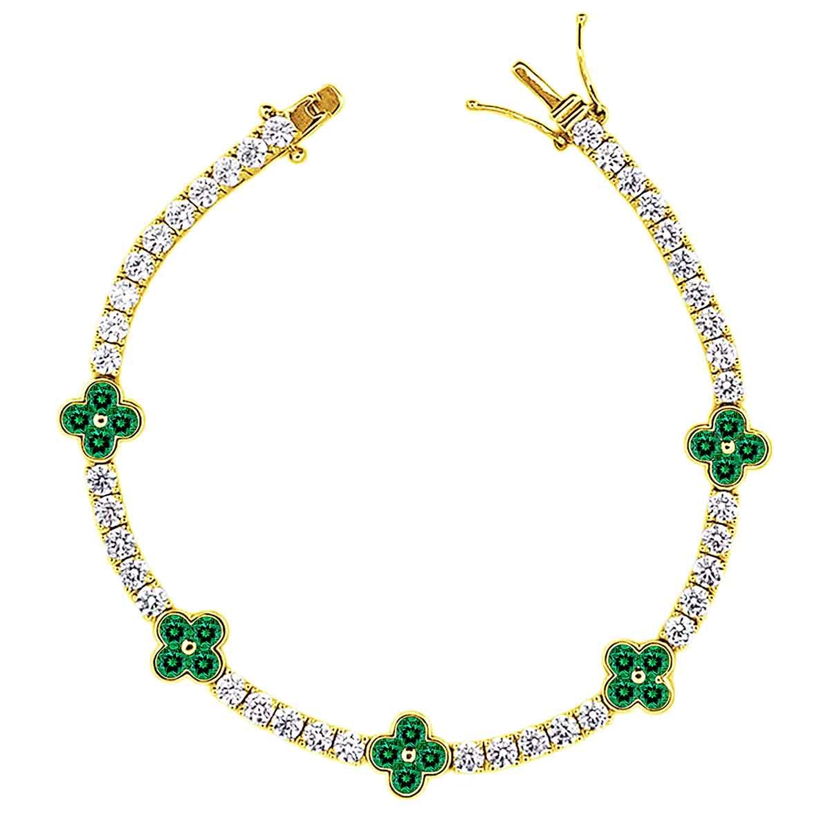 Click here for Gianni Argento Lab-Grown Emerald Clover Tennis Bra... prices