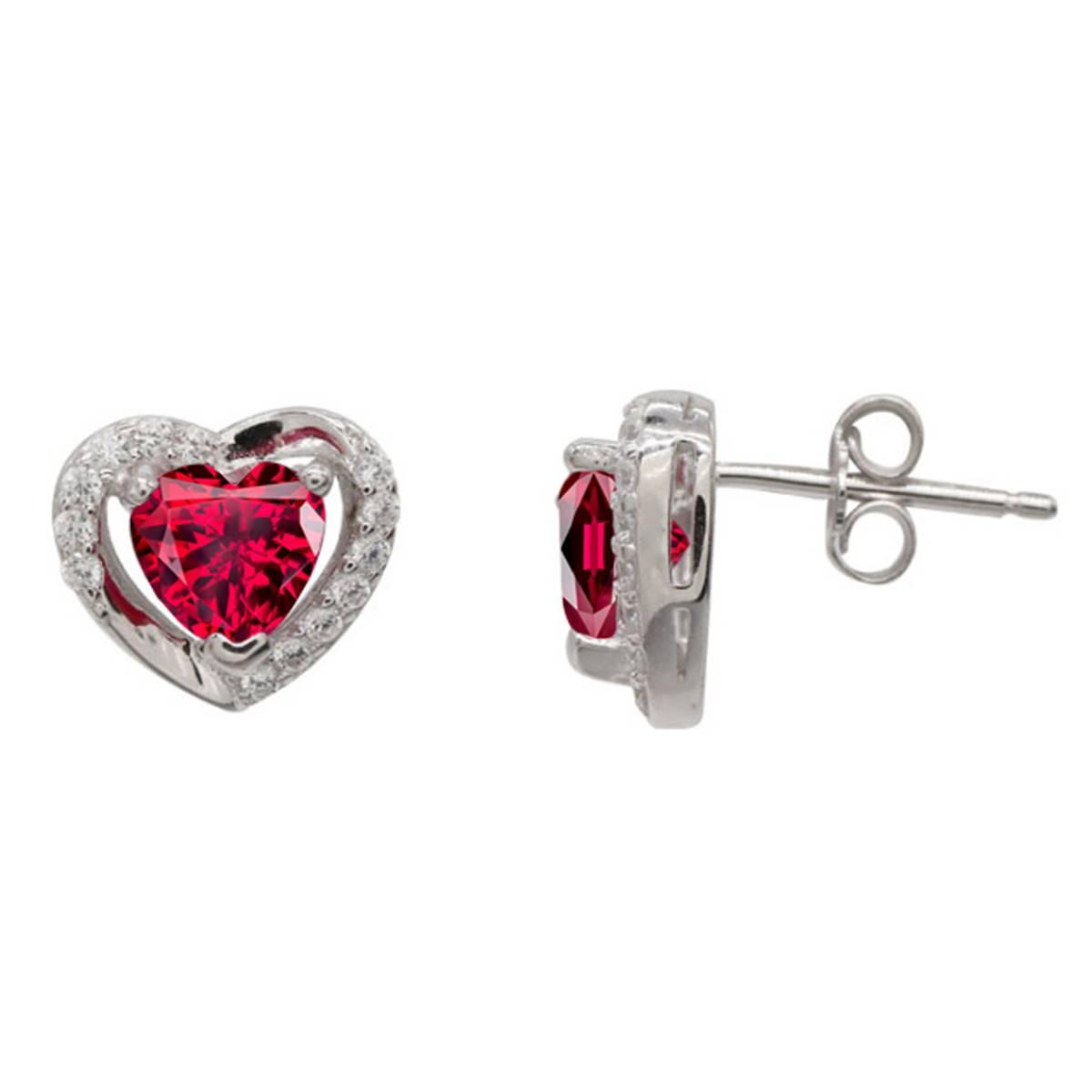 Click here for Gianni Argento Lab Grown Ruby Heart in Heart Earri... prices