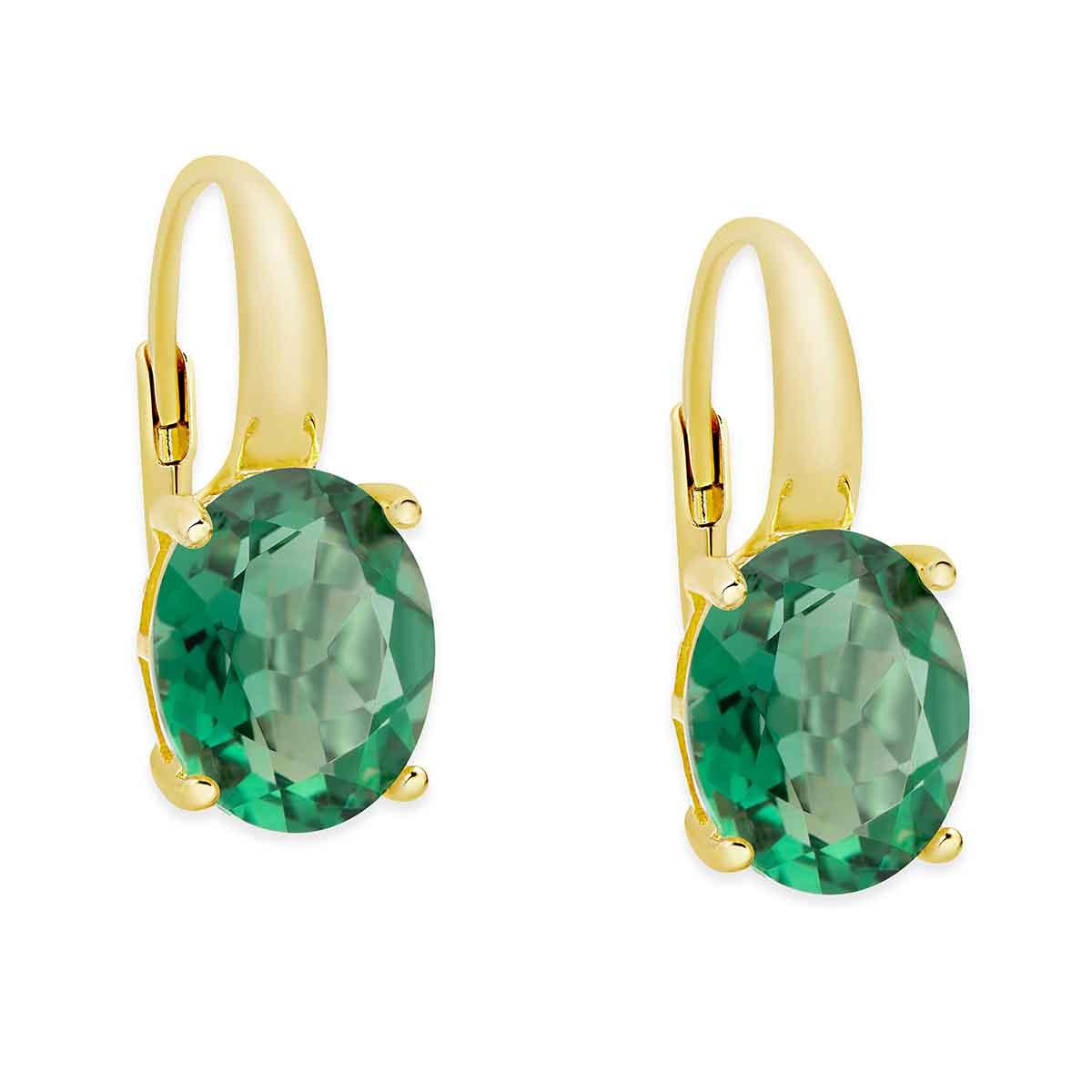 Click here for Gianni Argento Lab-Grown Emerald Oval Leverback Ea... prices