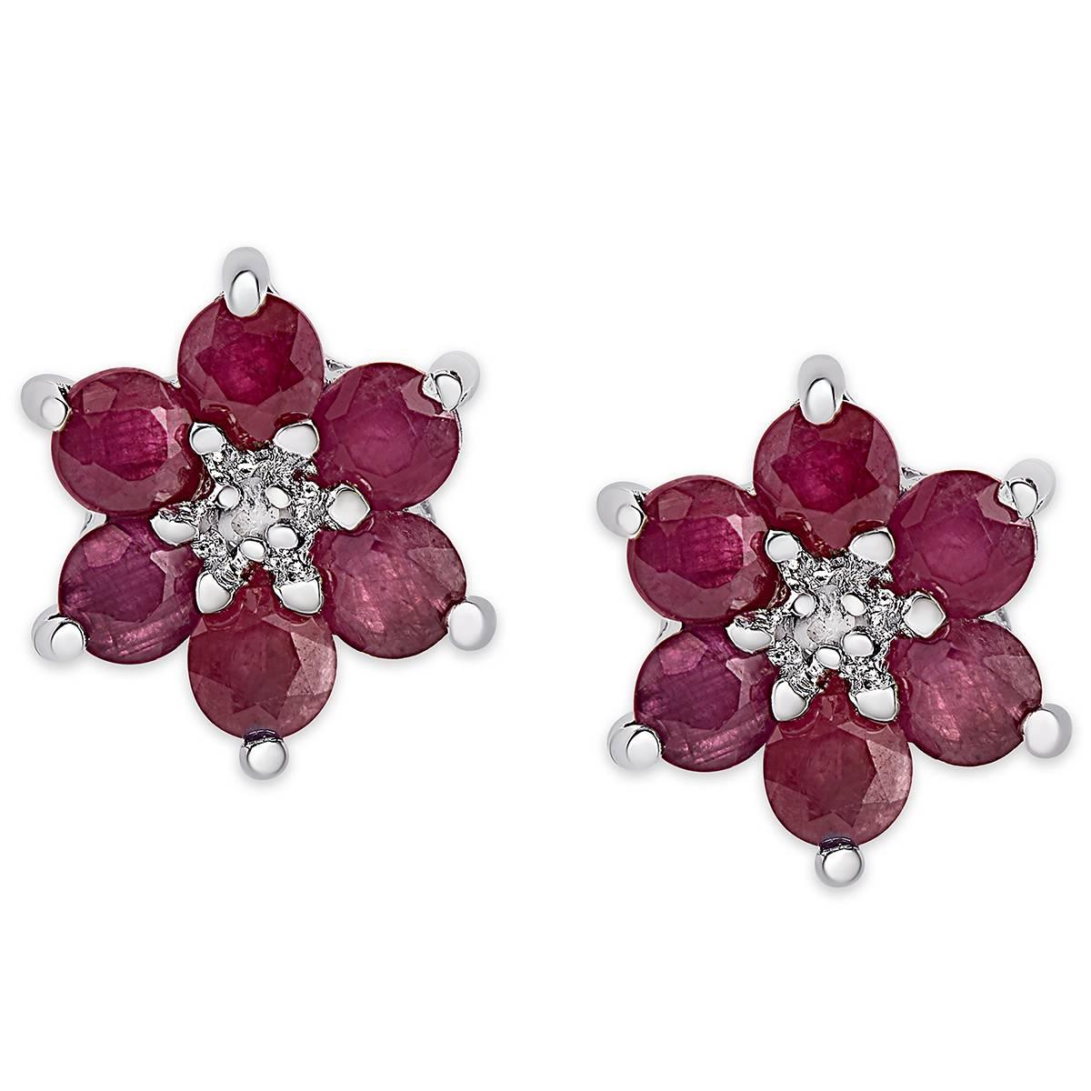Click here for Gianni Argento Lab-Grown Ruby Flower Stud Earrings prices