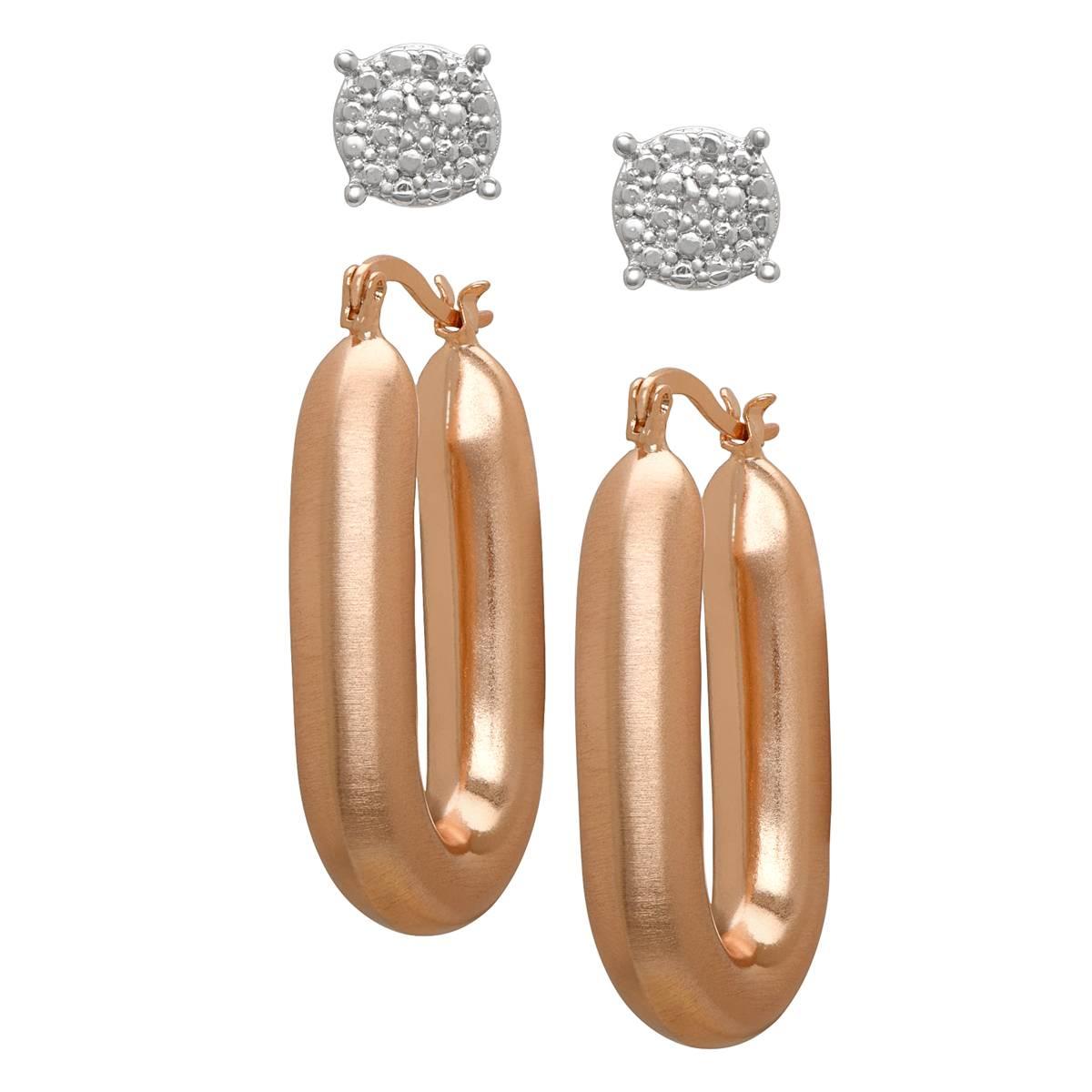 Click here for Accents by Gianni Argento Diamond Stud & Long Hoop... prices