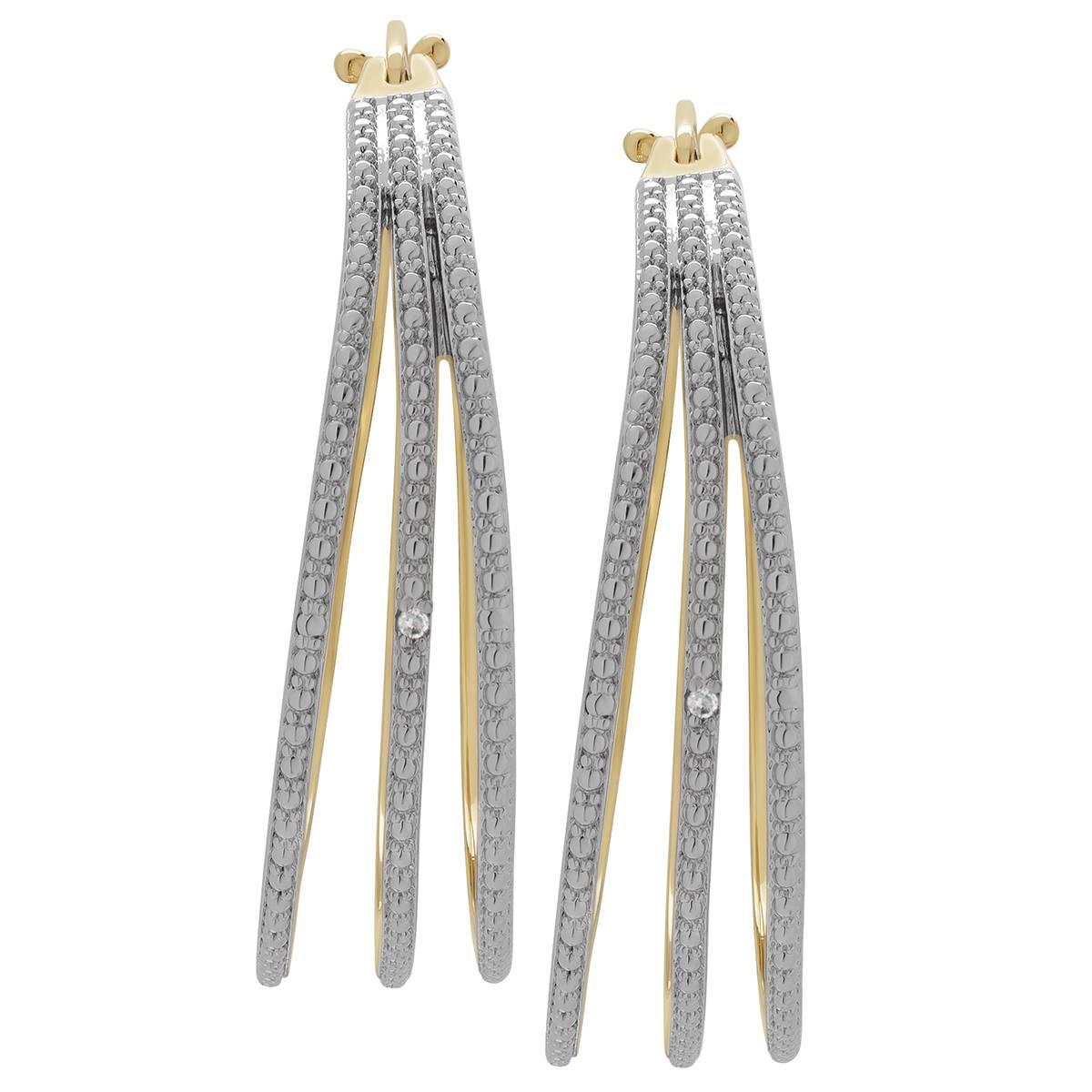 Click here for Accents by Gianni Argento Diamond 3-Row Hoop Earri... prices