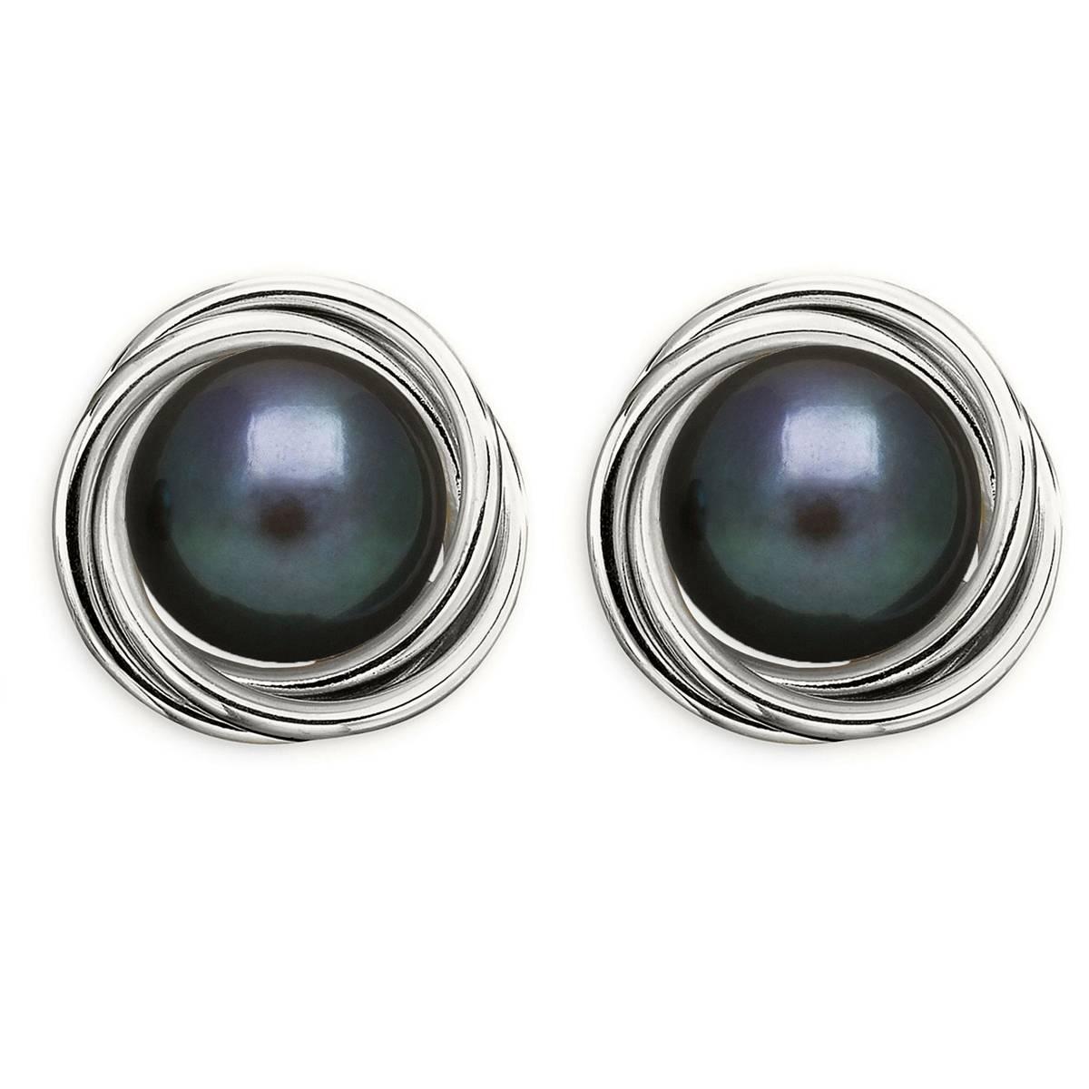 Click here for Sterling Silver Peacock Pearl Love Knot Stud Earri... prices