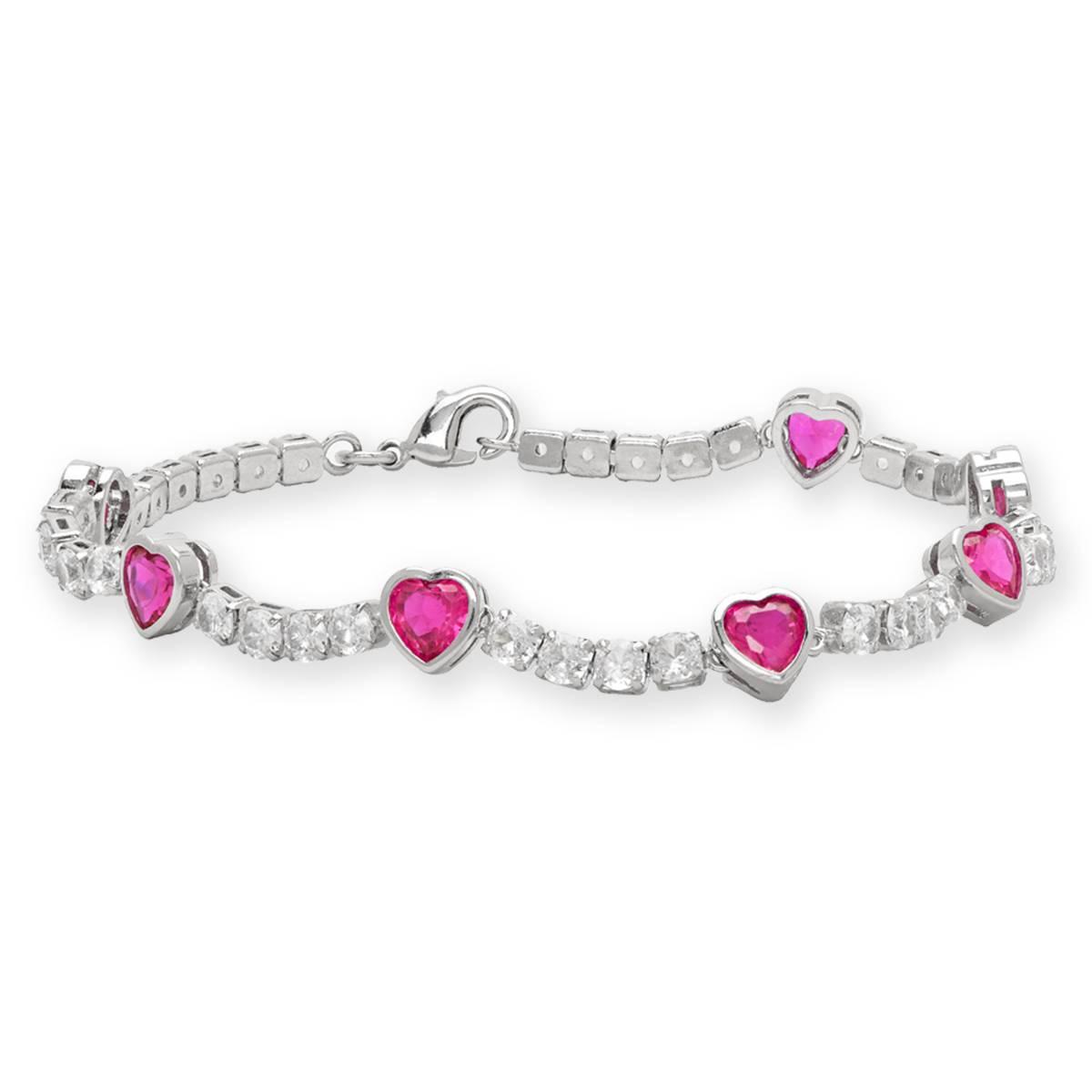 Click here for Silver Plated Lab Ruby Heart Bezel Tennis Lay Down... prices