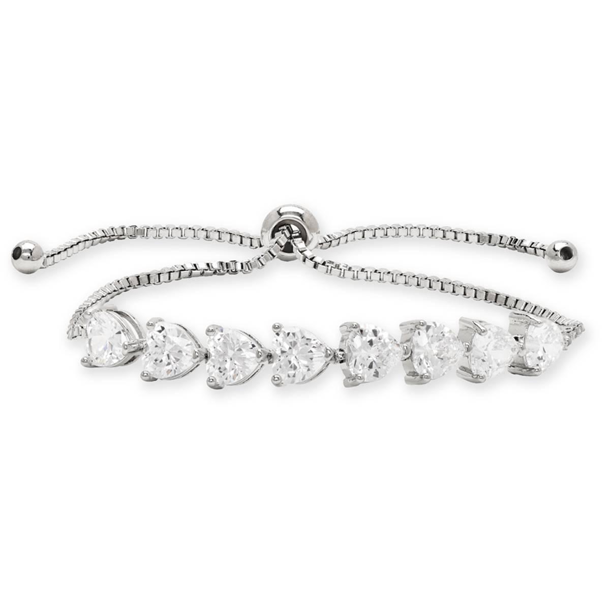 Click here for Silver Plated CZ Heart Link Adjustable Bracelet prices