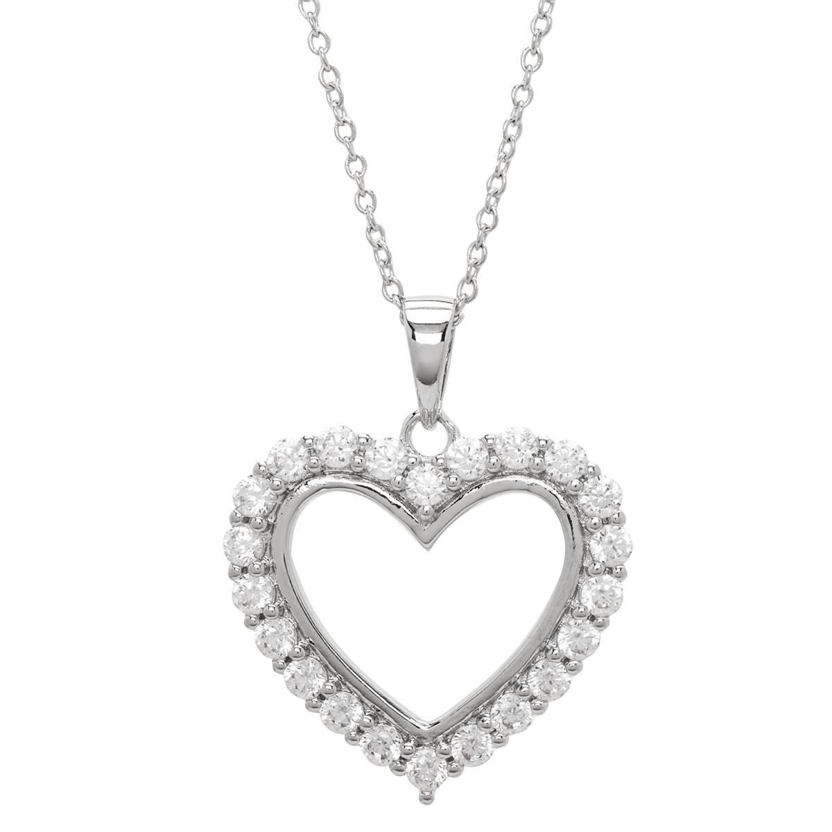 Click here for Silver Plated CZ Open Heart Pendant Necklace prices