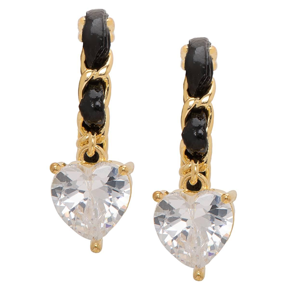 Click here for Gold Plated CZ Heart Drop Twist Hoop Earrings prices